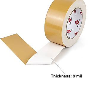 BOMEI PACK 2 Pack Tan Beige Duct Tape Heavy Duty,9 Mil Thickness,2 Inches x 30 Yards,Flexible,No Residue,Waterproof and Tear by Hand,Multi-Use for Indoor & Outdoor Repairs