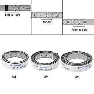 CHBC Self-Adhesive Measuring Tape with Adhesive Backing, Left To Right Reading, Right To Left, Middle to both sides, Stainless Steel, Miter Track Router Ruler (1M, Left to Right)