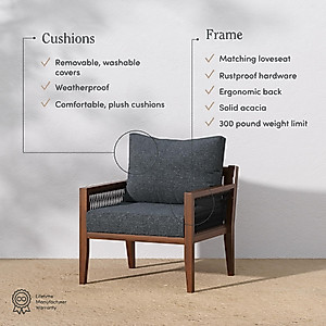 Nathan James Freya Bohemian Wooden Armchair, Outdoor Patio Chair, Solid Acacia Wood Frame, Dark Acacia