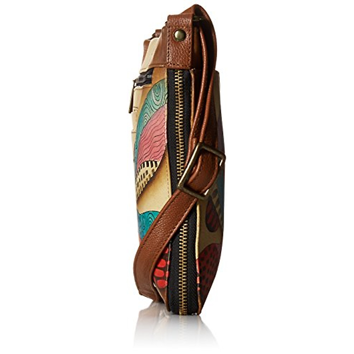 Anna by Anuschka womens Hand Painted Women's Extendable Anna Anuschka Women s Leather Expandable Crossbody Dancing Dragonfly, Dancing Dragonfly, One Size US