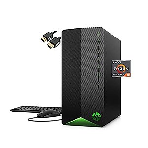 HP 2021 Newest Pavilion Gaming Desktop Computer, AMD 6-Core Ryzen 5 5600G Processor (Up to 4.4 GHz), AMD Radeon RX 5500, 16GB RAM, 512GB PCIe NVMe SSD, Mouse and Keyboard, Win 10 Home + HDMI Cable