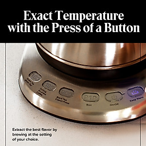 Gooseneck Electric Kettle with Temperature Control & Presets - 1L, Stainless Steel - Tea & Pour Over Coffee Kettle