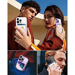 Miroddi for MagSafe Wallet, Magnetic Wallet Card Holder for iPhone 15/14/13/12 Series, 0.12" Invisible Ultra-Thin Magnetic Phone Wallet, 2 Independent Card Slot, Vegan Leather, Pink