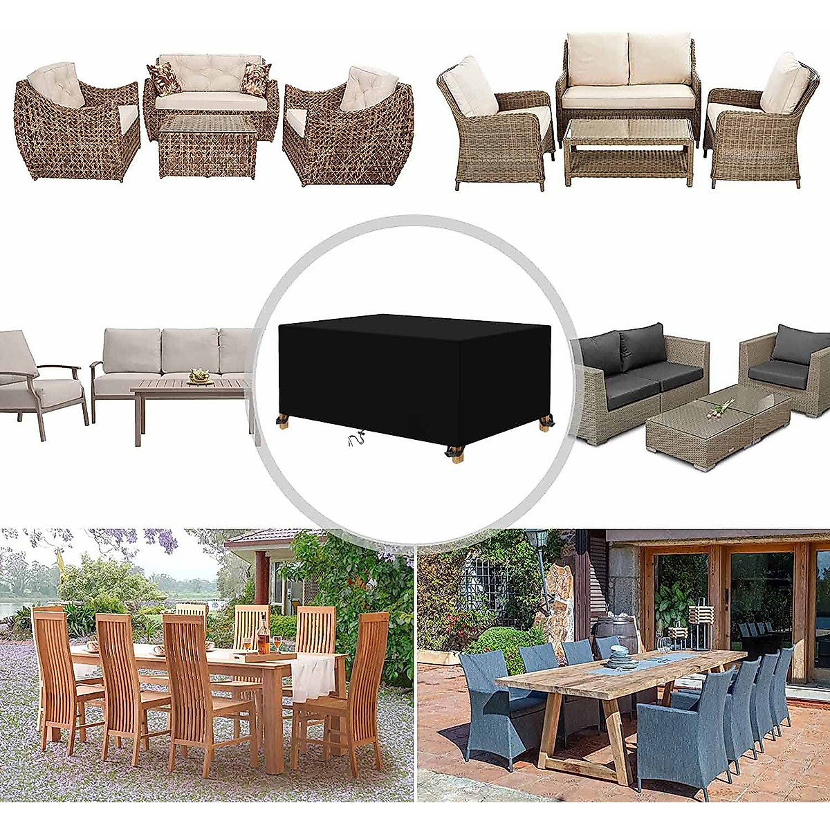 TopIdea Patio Furniture Covers 72" L x 36" W x 28" H Waterproof Outdoor 600D Patio Table Covers Rectangle Couch Cover Weatherproof Furniture Covering for Deck Lawn and Backyard 180x90x70cm