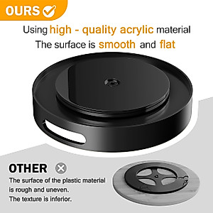 Homerays 12 Inch Lazy Susan Organizer, Kitchen Rotating Spice Rack, Bamboo Lazy Susan with Double Handles for Kitchen Cabinet (Black, Medium)