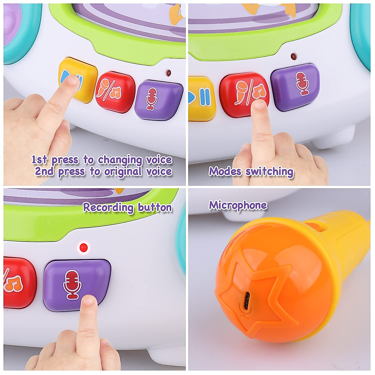 Kidpal Music Toys for Toddlers, Karaoke Jukebox with Microphone for Kids 2 3 4 Year Old Girls and Boys, Baby Musical Toys With Singing Recording & Voice Changing Function Musical Player Gift for Xmas1