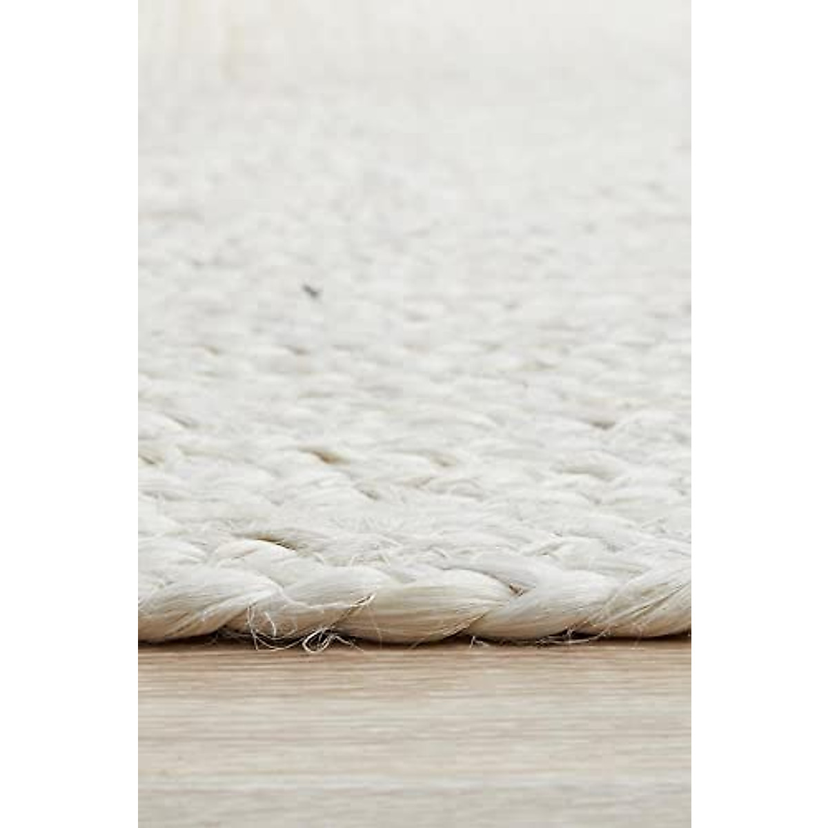 The Knitted Co. 100% Jute Area Rug 4x6 Feet Approx- Braided Design Hand Woven Dyed Off-White Natural Fibers Carpet - Home Decor for Living Room Hallways (4' x 6', Off-White)