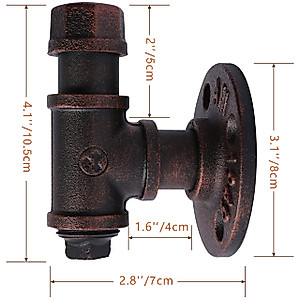 HOEMLIM Pipe Towel Robe Hooks Holder Rustic Industrial Wall Hooks for Hanging Farmhouse Coat Hook Rack Vintage Heavy Duty Clothes Hat Hanger(Red Bronze,3 Pack)