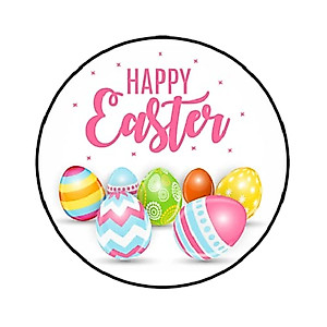 48 pcs Easter Pastel Eggs and Script​ Stickers Envelope Seals Labels Round Tags, Stamps Sticker for Gift Cards, Envelopes, Boxes for Holiday, Birthday, Christmas