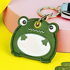 Generic Frog Keychain Frog Keychain Compatible for AirTag Keychain:Leather Tracker Cover Cute Cartoon Frog Shaped Air-Tag Holder Anti-Lost Tracker Shell for Women Key Fob Keychain Key Fob Keychain