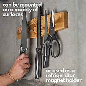 Premium Magnetic Knife Holder for Wall - Extra Strong Magnet - 16" Heavy Duty Bamboo Magnet for Knives - Kitchen Magnetic Knife Strip - U.S. Company (Bear)