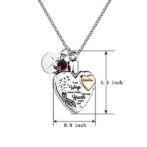 LuxglitterLin Heart Urn Necklace for Ashes Uncle Cremation Memorial Keepsake Jewelry for Uncle -Your Wings were Ready My Heart was Not