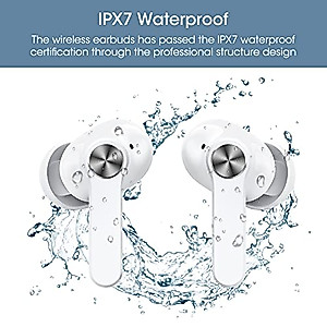 Blackview Hybrid Active ANC Noise Cancelling Earbuds, IR in-Ear Detection, IPX7 Waterproof, Wireless Charging, Premium Deep Bass True Wireless Earbuds AirBuds5 Pro, White