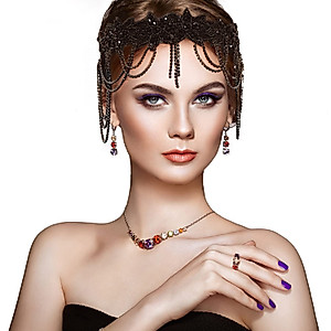 Gonioa 1920s Flapper Headband 1920s Headpiece for Women, Flapper Headpiece Black Great Gatsby Headpiece 1920 Accessories Women Flapper Accessories Gatsby Accessories for Women