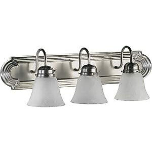 Quorum International 5094-3-165 Vanity Lights with Alabaster Swirl Glass Shades, Satin Nickel
