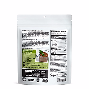 Sunfood Superfoods Organic Chia Seed Powder | 1 lb. Bag, 30 Servings | Traditional Growth Techniques | No Preservatives, Additives | Non-GMO, Vegan, Gluten-Free
