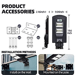 Jsieem 4000LM Solar Street Light Dusk to Dawn Outdoor Lighting Solar Flag Pole Light with Motion Sensor and Remote Control