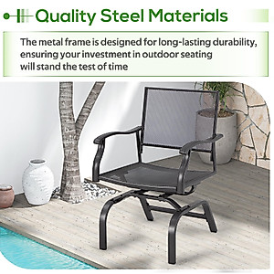 Danrelax 35" Outdoor Patio Dining Chairs Set of 2, Metal Sling Chairs with Spring Motion, for Patio, Porch, Deck, Backyard - Grey