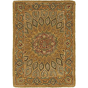 SAFAVIEH Heritage Collection Area Rug - 3'6" Round, Light Brown & Grey, Handmade Traditional Oriental Wool, Ideal for High Traffic Areas in Living Room, Bedroom (HG914A)