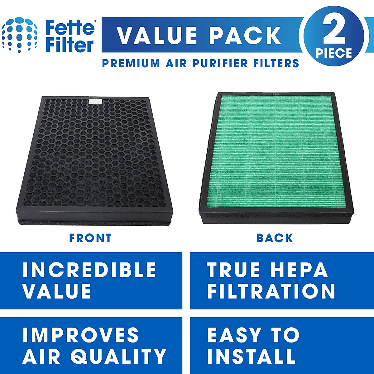 Fette Filter - Replacement True HEPA Air Purifier Filter Set Compatible with Coway Airmega MAX 2 300/300S Smart. Compare to Part # 3111635 - Pack of 2