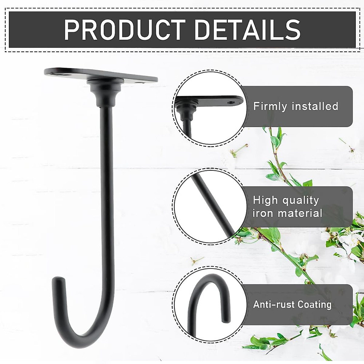2PCS Banana Hook Under Cabinet, Rotatable Metal Banana Hanger Holder with 2 S Shape Hook and Screws, Kitchen Hook Banana Stand to Keep Bananas Fresh