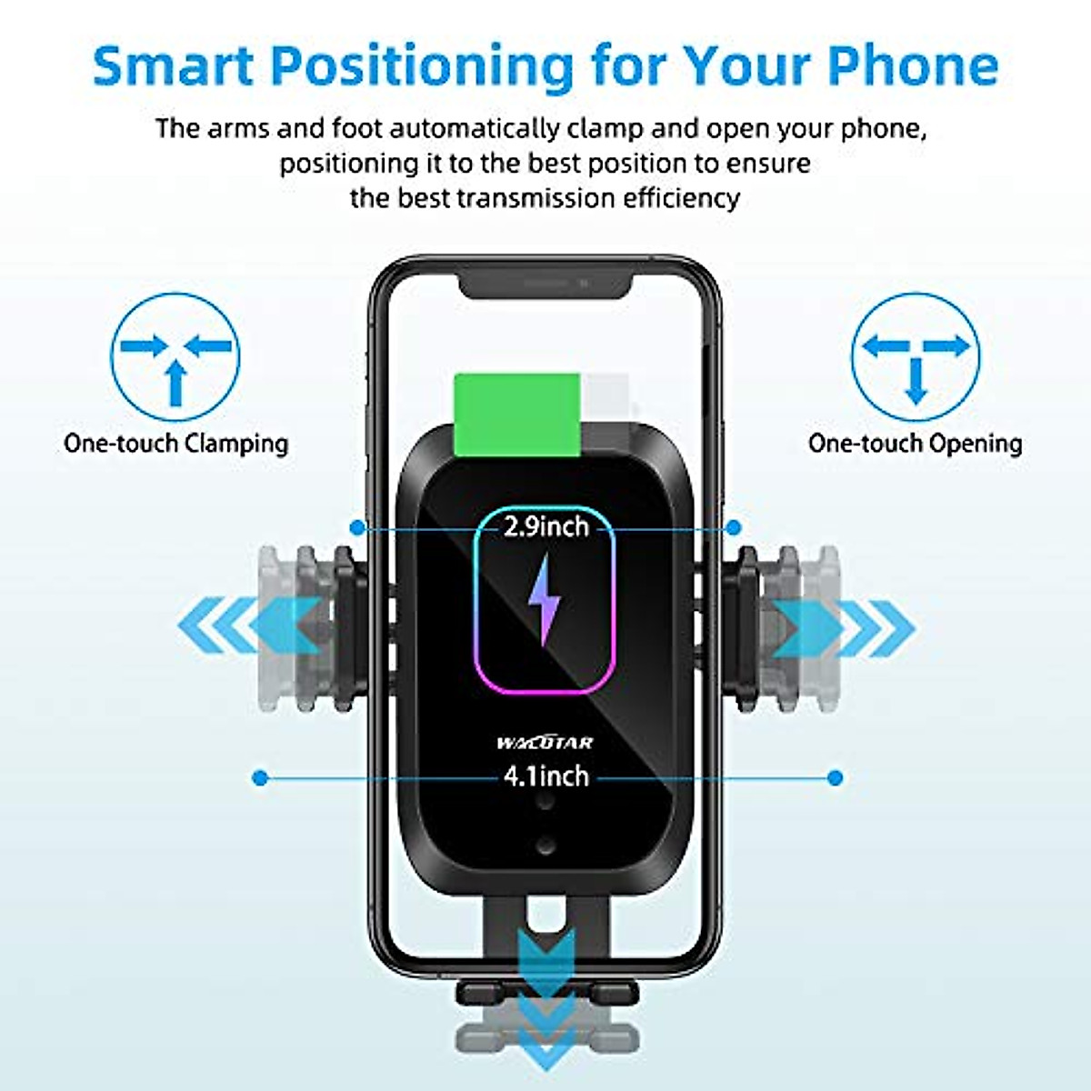 HVDI Cup Phone Holder Wireless Car Charger Mount, 3 Ports 54W Car Charger with 15W Qi Fast Charging Auto-Clamping Wireless Charger Adjustable Gooseneck Mount for iPhone Samsung Galaxy Note LG & More