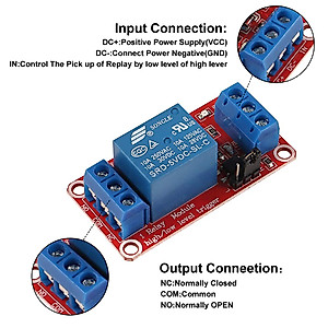 Aoicrie 5Pcs DC 5V 1 Channel Relay Module Board Shield with Optocoupler Isolation Support High or Low Level Compatible Development Board Trigger