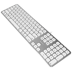 Macally Premium Wired Mac Keyboard with Number Keypad and 2 Port Hub - Compatible Apple Keyboard Wired - Extended USB Keyboard for Mac Mini/Pro, iMac, MacBook Pro / Air (Silver Aluminum)