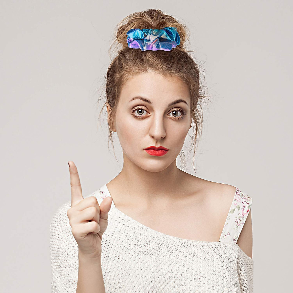 Tatuo 24 Pieces Rainbow Hair Scrunchies Elastic Bands Scrunchy Colorful Hair Ties Ropes for Women Girls Gymnastics Birthday Party Favors, Large(Rainbow Colors)