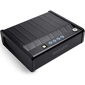 awesafe Gun Safe, Updated Biometric Gun Safe for Pistols, Quick Access Pistol Safe Fingerprint Handgun Safe with Keys and Keypad, Beside Gun Lock Box for Home (Keypad Only)
