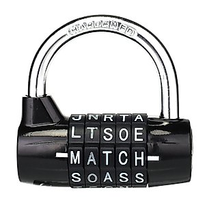 NBYT Combination Padlocks Portable Zinc Lock with Code and Letter/Word Combination Ideal for lockers, Gym, gate, Fence, Toolbox, case, hasp Storage and Outdoor use - 5-Letter Dial Lock.