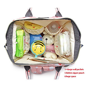 Starte Diaper Bag for Mom/Dad,Flamingo Bag for Women Waterproof Travel Backpack,Spacious Tote Shoulder Bag Organizer,Pink