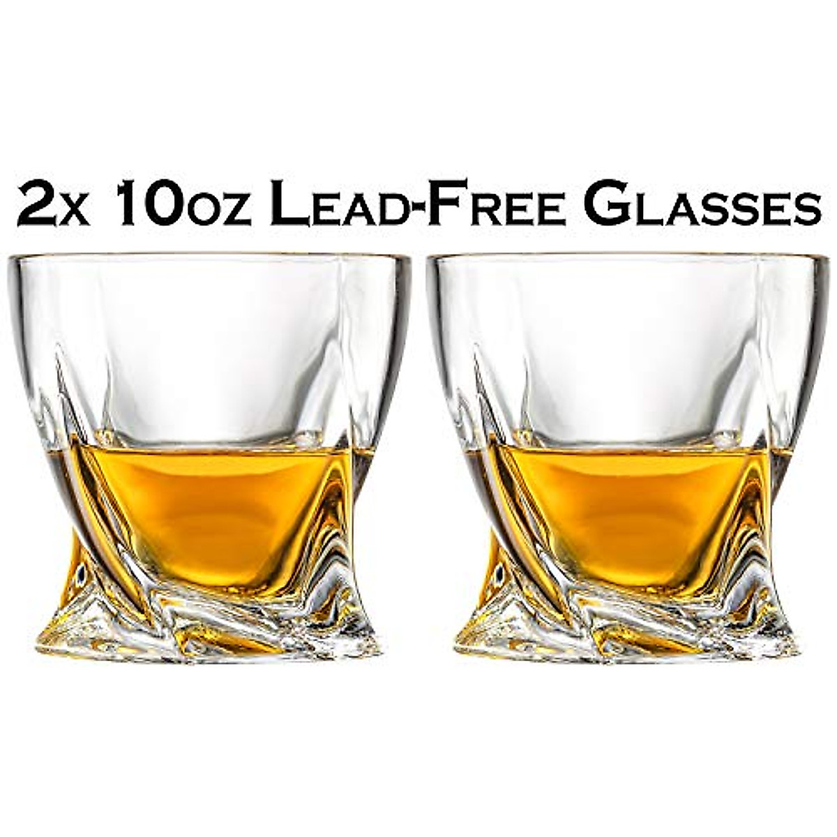 Mixology & Craft Two Crystal Whiskey Glasses for Old Fashioned Cocktails and Bourbon Drinks