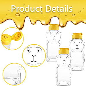 ALMOXVYE 20 Pack Plastic Honey Bottle, 6 Oz Bear Honey Jars Squeeze Honey Bottle with Flip-Top Caps for Storing and Dispensing Honey, Juice