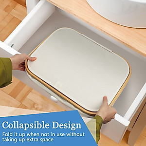 Ranslen Laundry Basket with Lid, 110L XXL Laundry Hamper Collapsible Dirty Clothes Hamper with Bamboo Handles Removable Bag Tall Waterproof Laundry Hampers for Laundry Room Bedroom Beige