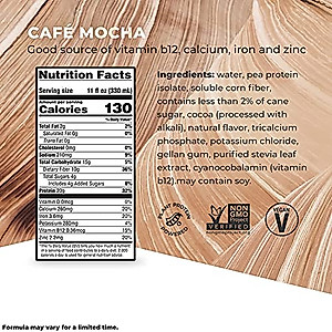 Evolve Plant Based Protein Shake, Café Mocha, 20g Vegan Protein, Dairy Free, No Artificial Sweeteners, Non-GMO, 10g Fiber, 11oz, (12 Pack) (Formula May Vary)
