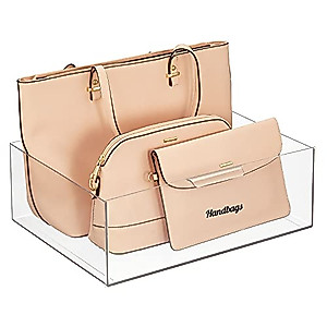 mDesign Plastic Closet Storage Organizer Bin Container with 32 Labels - Organizer for Drawers, Shelves, Bedroom, and Hallway Storage - 16" Long - Clear