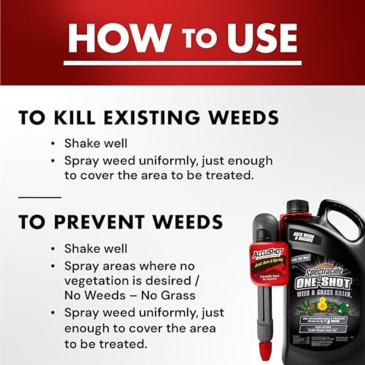 Spectracide One-Shot Weed & Grass Killer with AccuShot Sprayer, 1 Gallon, One Application Kills and Prevents Weeds for up to 5 Months