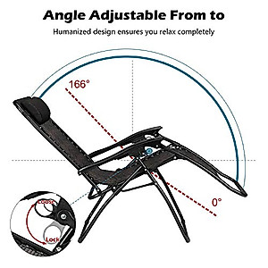 VINGLI Patio Wicker Chair 1 Piece Zero Gravity Chair with Cup Holder and Pillow, Outdoor Folding Rattan Recliner for Garden Patio Porch Balcony Beach Swimming Pool, Outdoor and Indoor Use