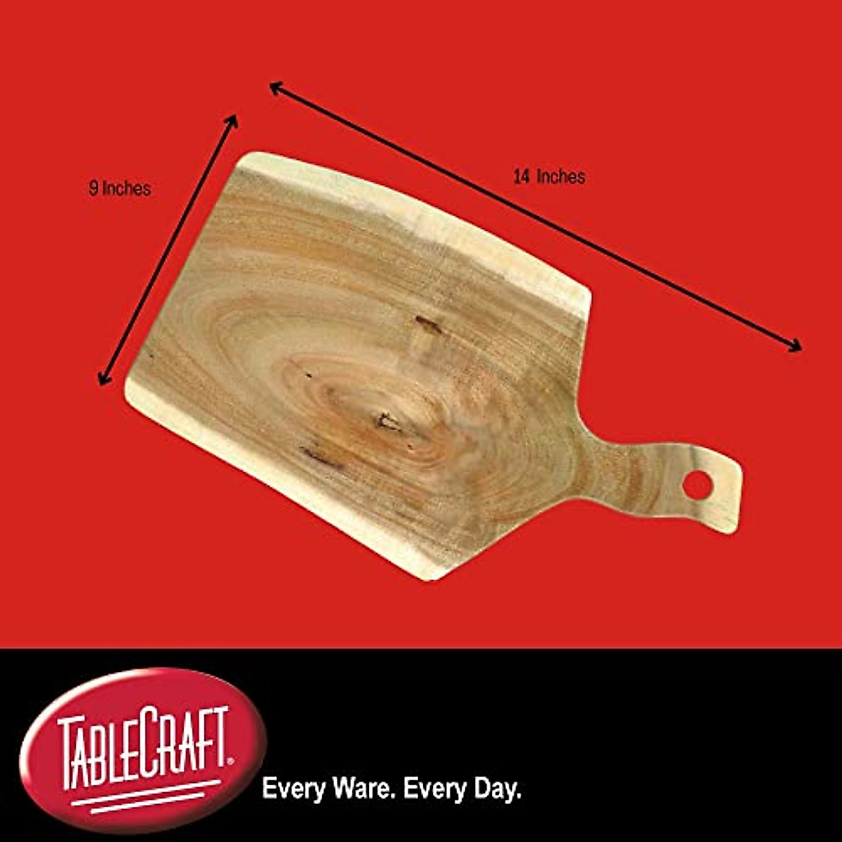 Tablecraft Rectangular Serving Cutting Board, 14 by 9 Inches, Brown