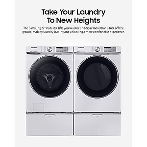 SAMSUNG 27-Inch Washer Dryer Pedestal Stand w/Pull Out Laundry Storage Drawer, Stainless Steel, WE402NW/A3, White & Conversion Kit, 000 BTU Gas Dryers, Convert Laundry Machine, LPKIT-4/XAA