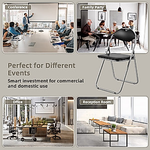 ARLIME Folding Chairs Set of 6, Foldable Chairs w/Handle Hole, Steel Frame, 330 Lbs Weight Capacity, Stackable Padded Folding Chairs for Events Wedding Party