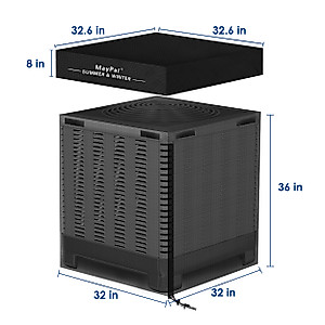2 in 1 Air Conditioner Covers for Outside Units,Full Mesh & Detachable Waterproof Top AC Unit Defender Cover for All Season,Protect from Leaves,Snow & Dust 32"*32"*36"