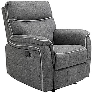 HOMCOM Manual Recliner Armchair with Thick Padded Headrest, Back and Footrest and Adjustable 150 Degree Angle, Grey