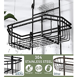 WXCGX Hanging Shower Caddy Over Shower Head Organizer: Stainless Rustproof Bathroom Shower Storage Rack Basket with Soap Holder, Hooks - Large Capacity Shower Shelf for Shampoo, Conditioner, Body Wash