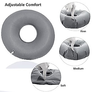Shieraily Grey Inflatable Cushion Inflatable Ring Cushion Seat 15 Inch Round Inflatable Cushion Portable Cushion Pillow for Home Office Chair Wheelchair Car