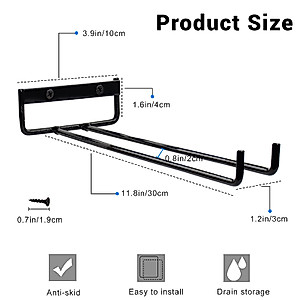 4Pcs Stemware Wine Glass Rack Wall Mountable, Metal Wine Glasses Holder Under Cabinet Organization, Hanging Wine Cup Display Stand for Cabinet Kitchen Bar (Black)