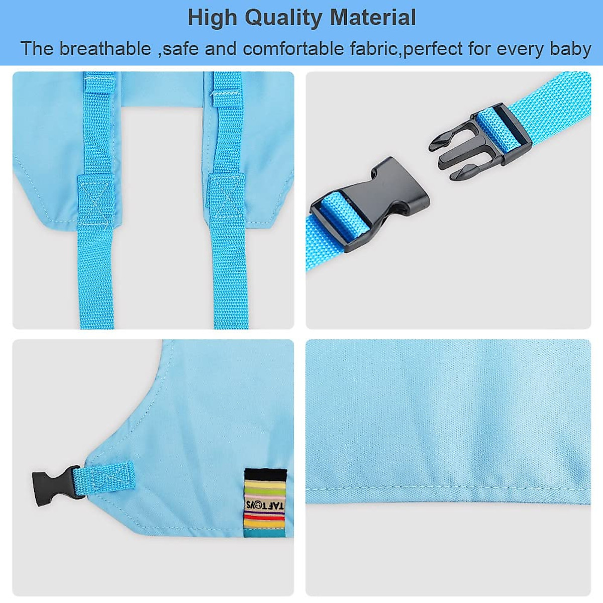Lychee Harness Seat for High Chair Baby Feeding Safety Seat with Strap, Toddler Booster Harness Belt Portable Dining Seat Strap for Travel Home Restaurant Shopping (Blue)