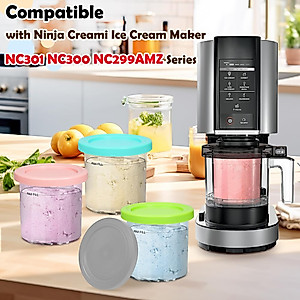 Creami Pint Containers with Lids Compatible with Ninja Creami Ice Cream Maker NC301 NC300 NC299AMZ, 4-Pack-16OZ Ninja creami accessories, Ice Cream Pint Containers Dishwasher Safe