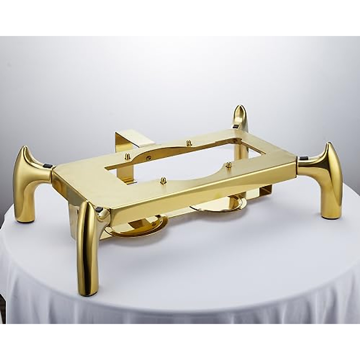 Luxury Thicken Gold Chafing Dish Buffet Set,Stainless Steel Chafer for Catering in Glass Lid, Chafers and Buffet Warmer Sets w/Food & Water Pan,Lid,Frame,Fuel Holder (Rectangle 9QT)-2 Half Size Tray